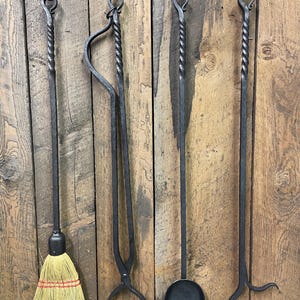 Hand Forged Fireplace Tool Set (4piece) SHIPS FROM USA - Etsy