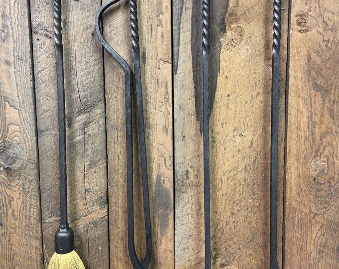 Hand Forged Fireplace Tool Set (4piece) SHIPS FROM USA - Etsy