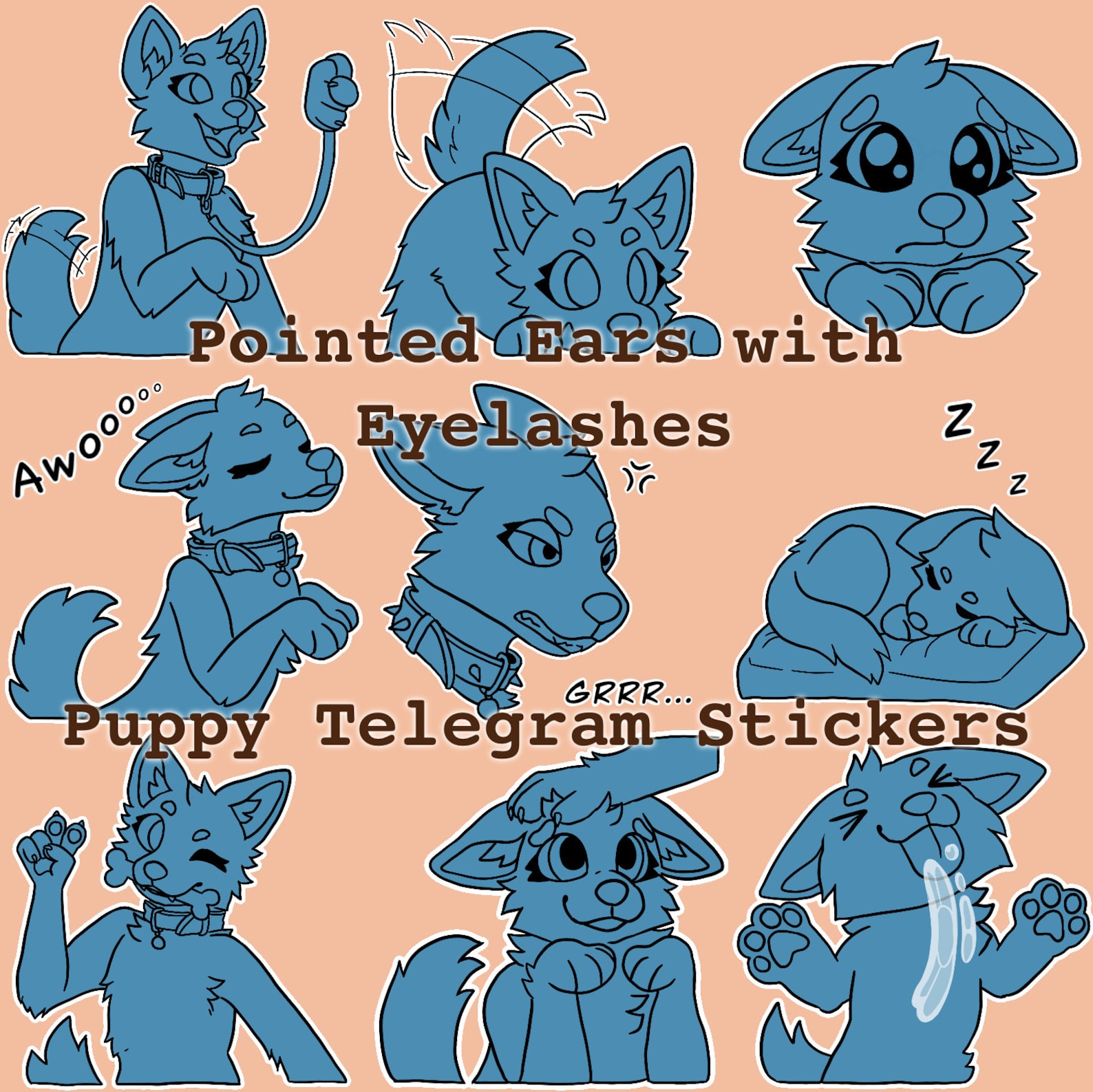 Puppy Telegram Sticker Pack Base Lineart - Etsy