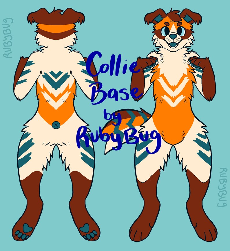 Collie Furry Base P2U Anthro Canine Front and Back Base - Etsy Australia