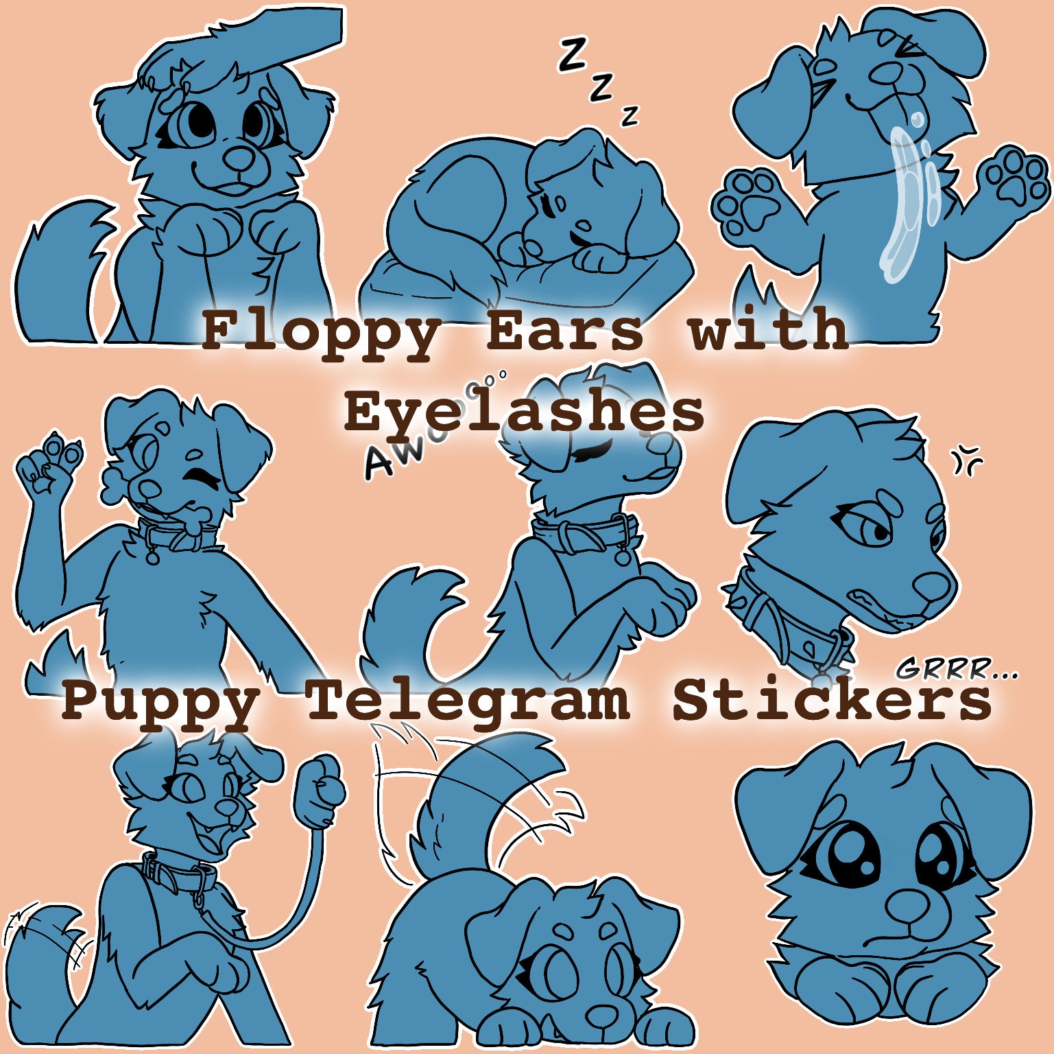Puppy Telegram Sticker Pack Base Lineart - Etsy