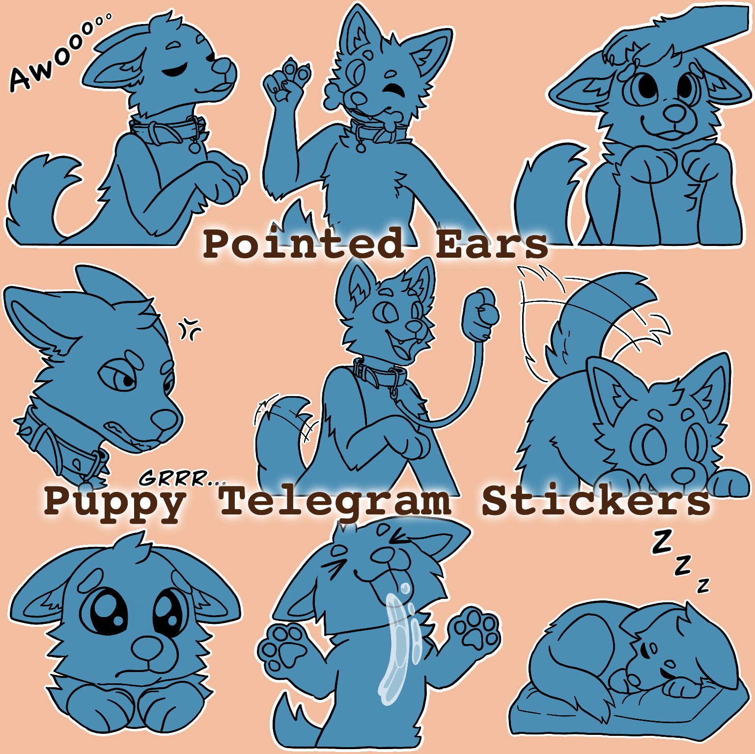 Puppy Telegram Sticker Pack Base Lineart | Etsy