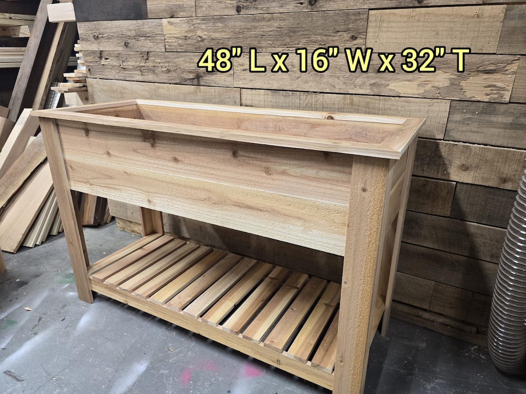 Raised Planter Box With Shelf Build Plans, Long Planter Box, Raised ...