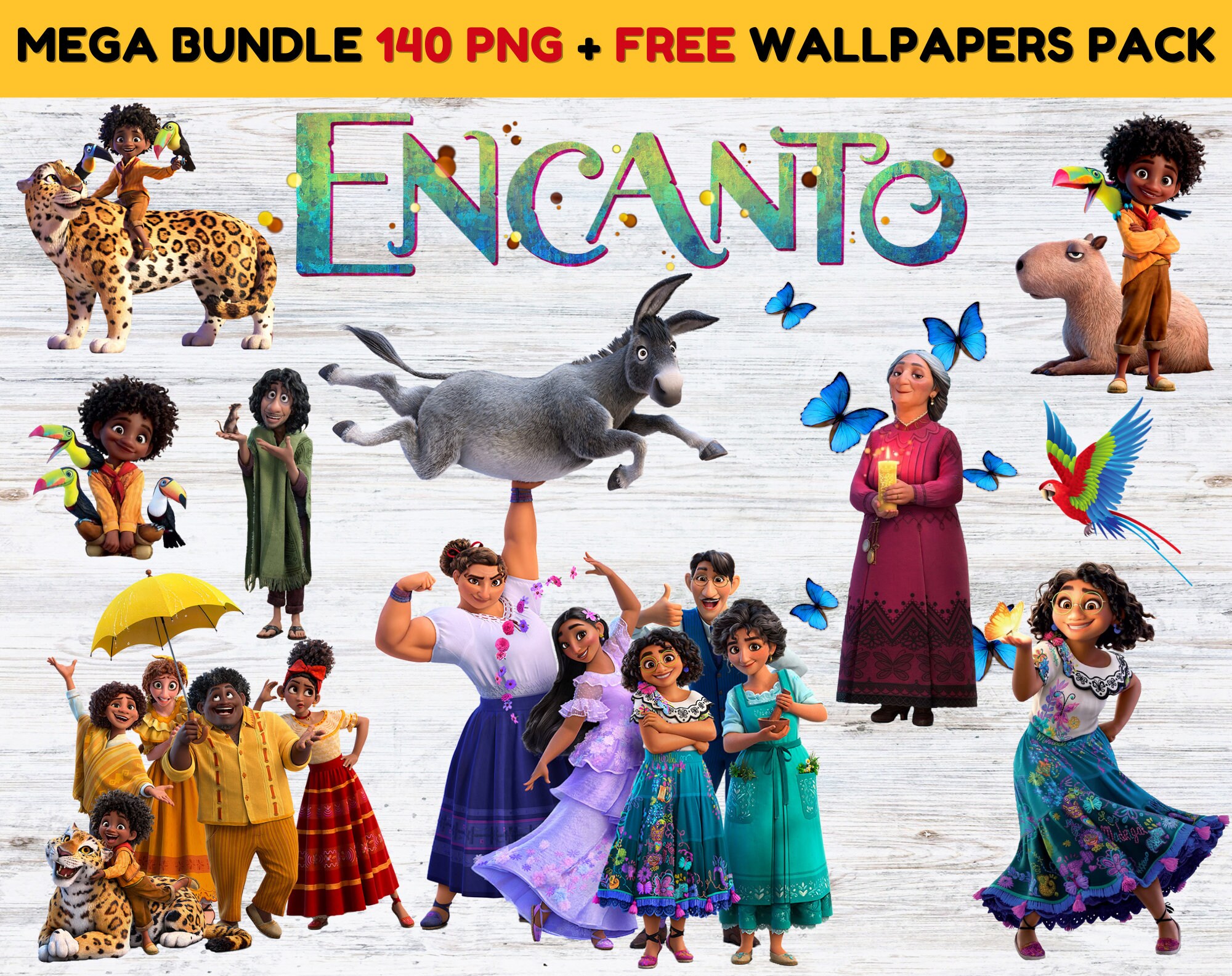 Art & Collectibles Clip Art Birthday Invitation Encanto Movie Party ...