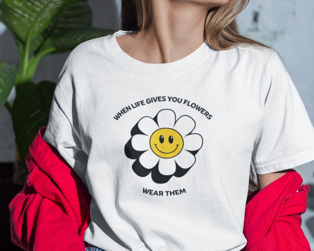 Flower Power Shirt, Vintage Smiley Face, Gift for Her, Vintage Smiley ...