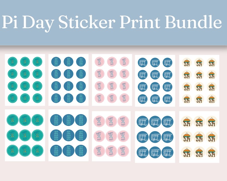 Pi Day Printable Bundle Pi Day Stickers Math Stickers - Etsy