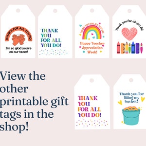 Printable Teacher Appreciation Gift Tag End of School Year | Etsy