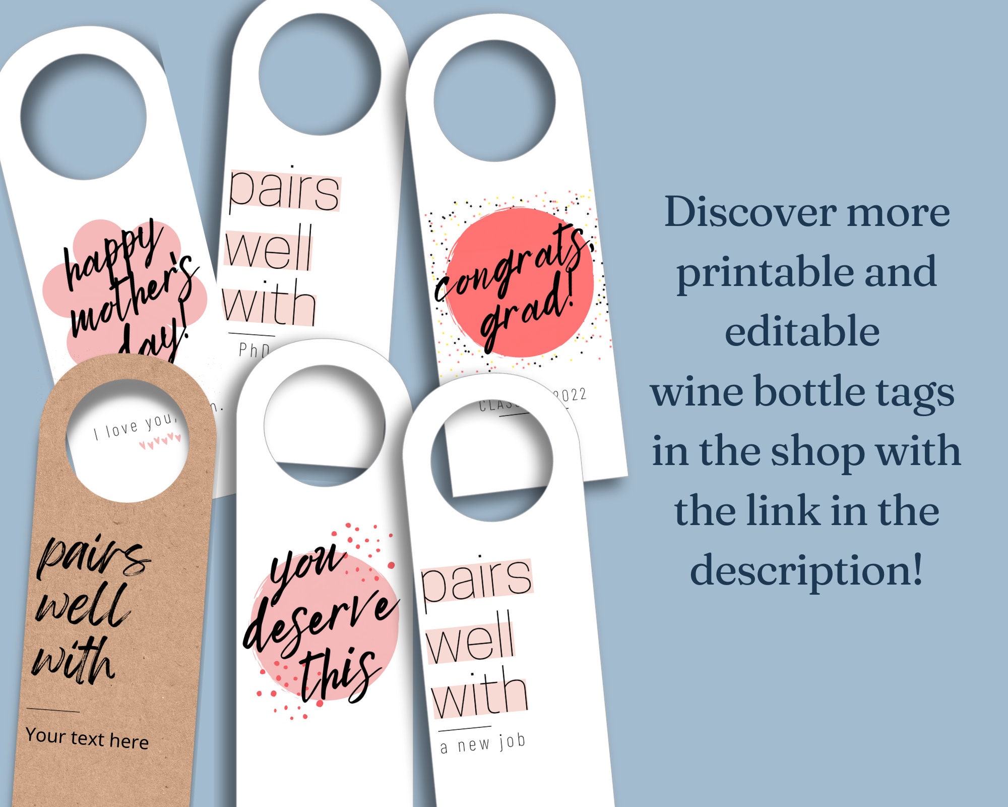 Printable Wine Bottle Tag Wine Label 'you Deserve This' Wine Gift Tag ...