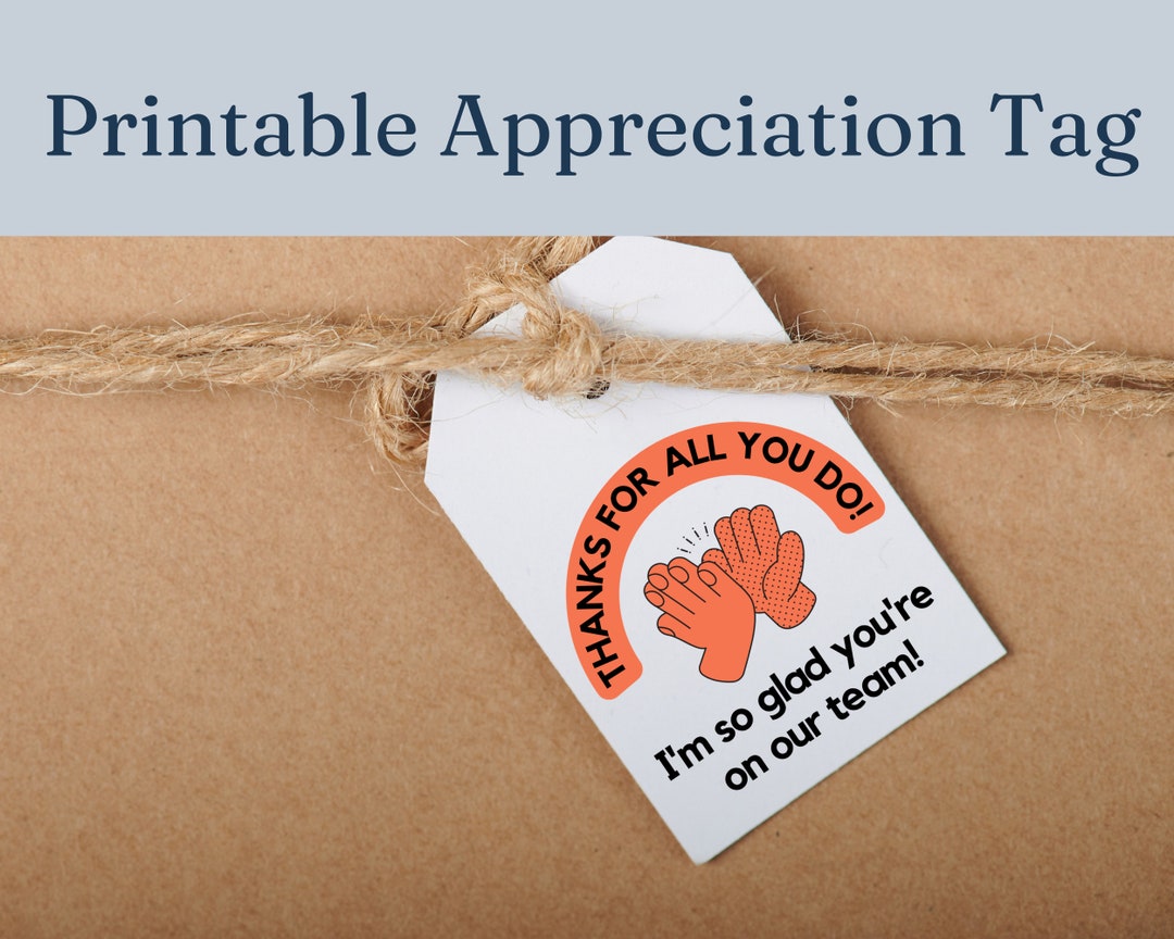 Appreciation Gift Tag Team Appreciation Gift Printable Thank You Tag ...