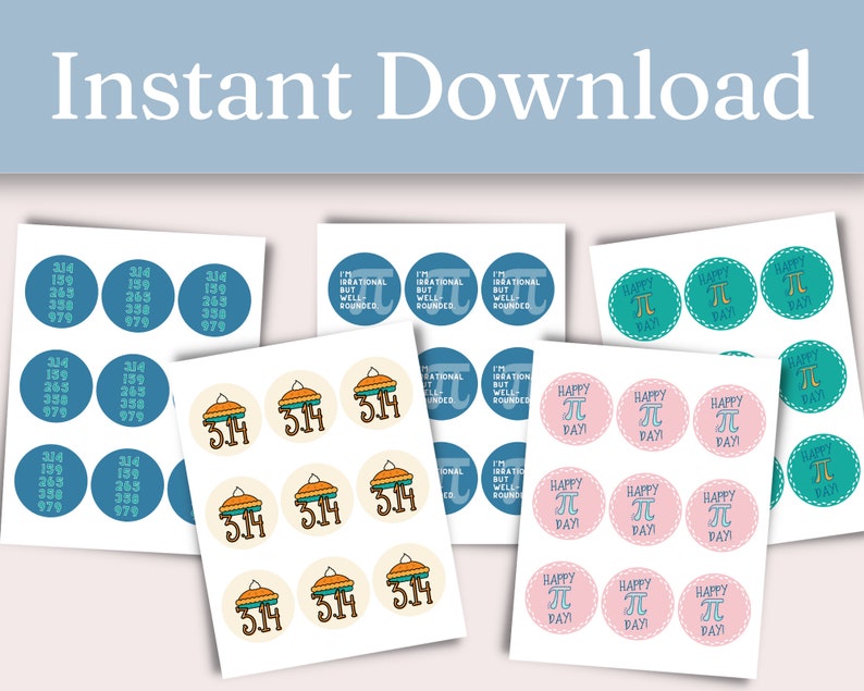 Pi Day Printable Bundle Pi Day Stickers Math Stickers - Etsy
