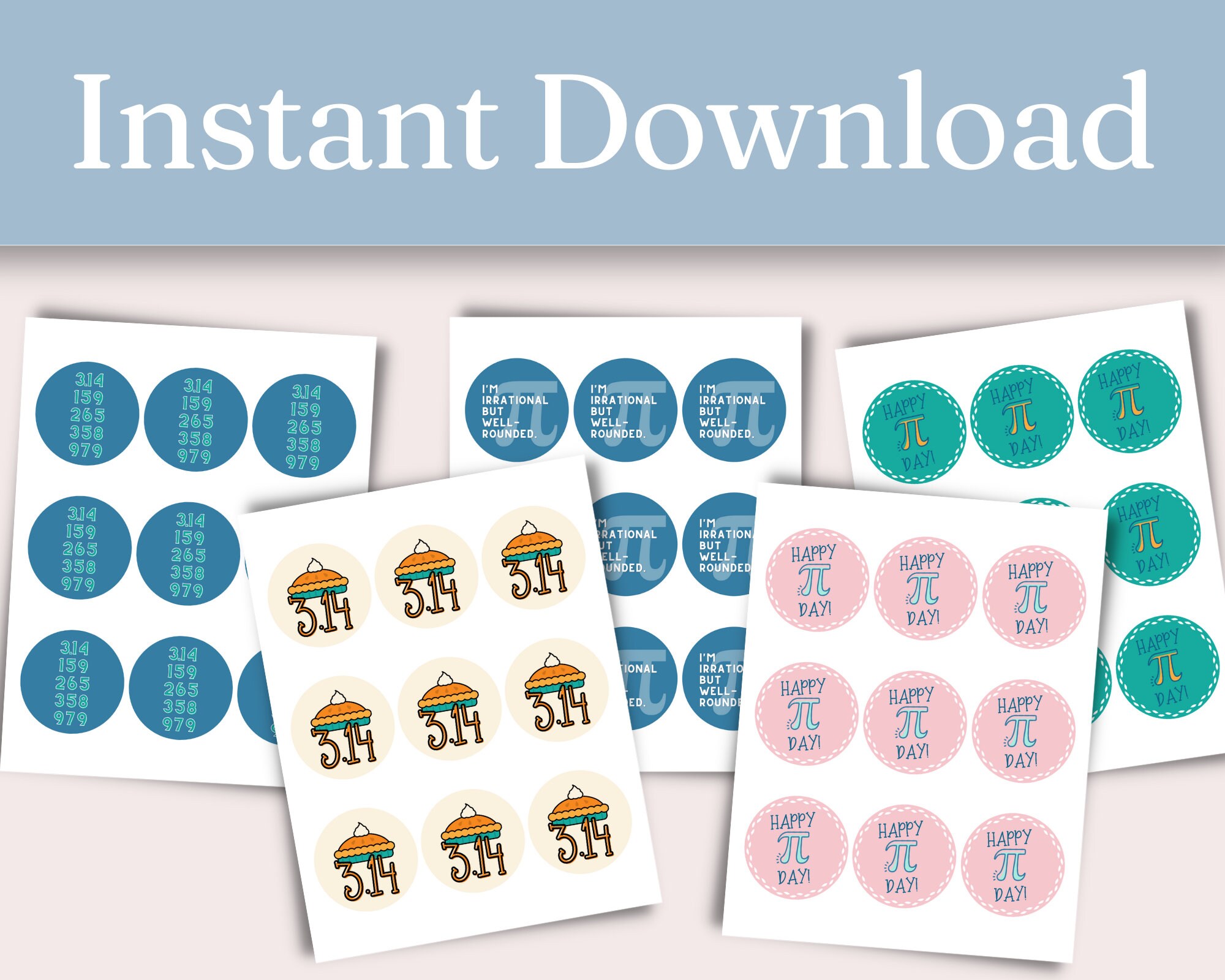 Pi Day Printable Bundle Pi Day Stickers Math Stickers - Etsy