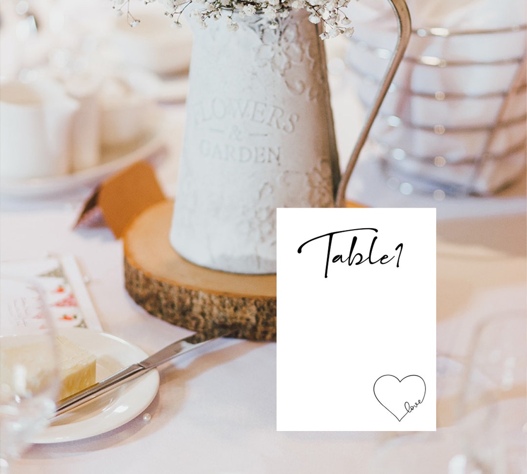 Stylish and Modern 7x5 Portrait Printable Table Numbers for Weddings ...