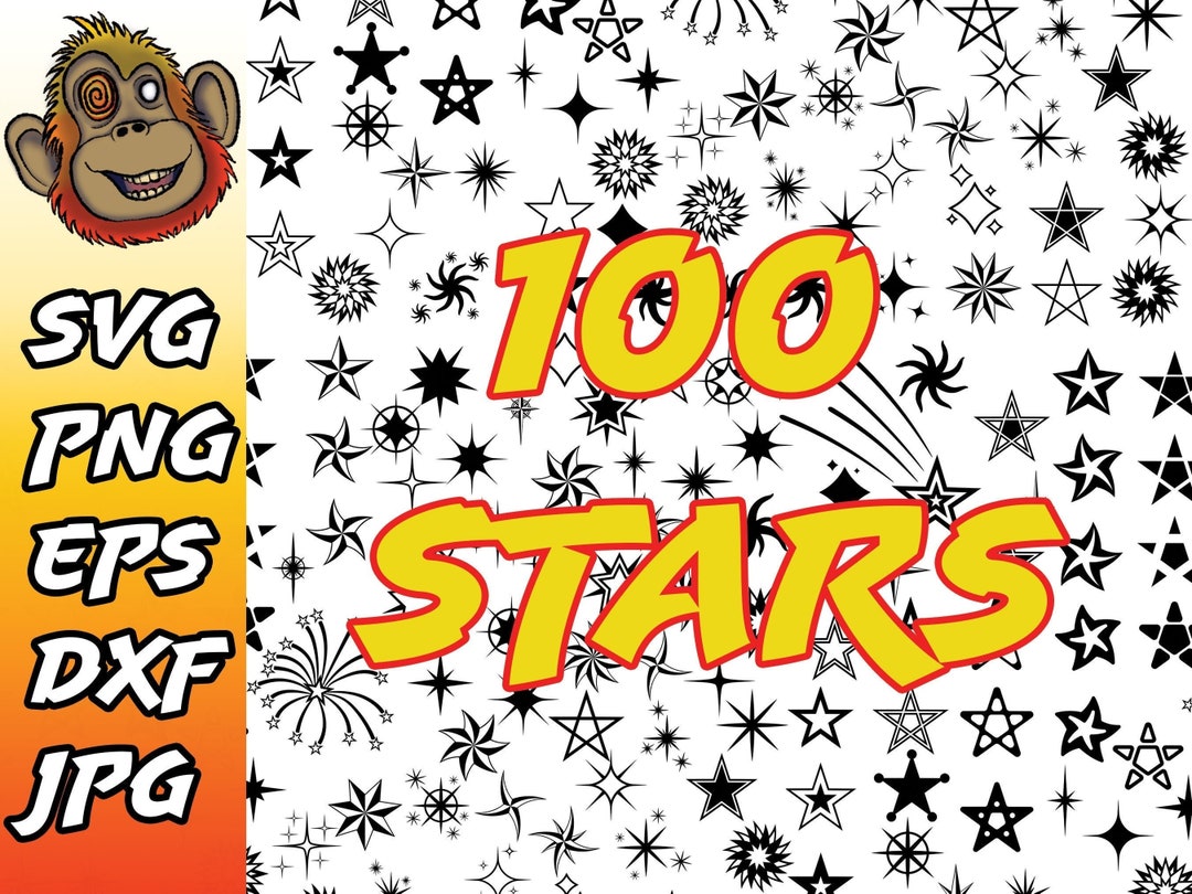 100 Stars - Digital Files - Svg - Dxf - Png - Eps - Jpg - Etsy