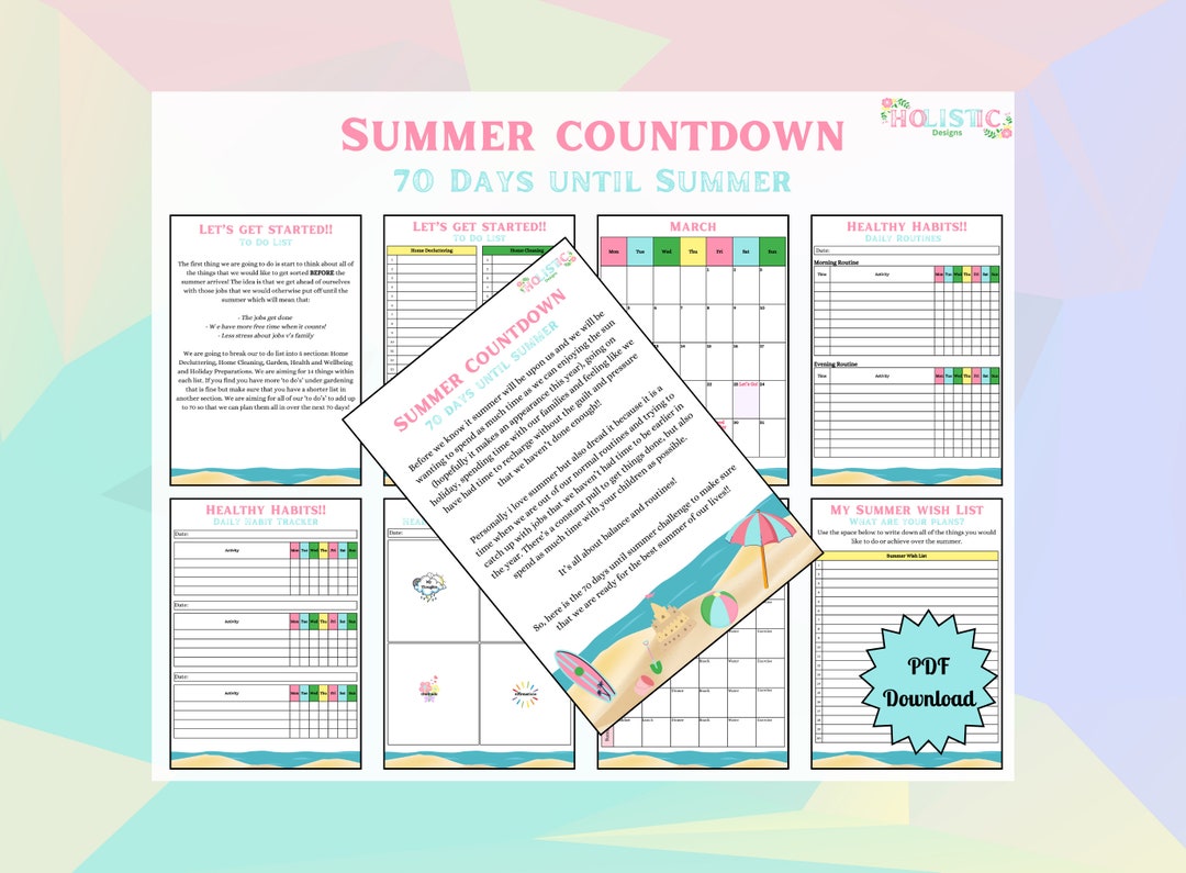 Summer Countdown, Printable, Digital Product, Summer Planner, 2024 ...