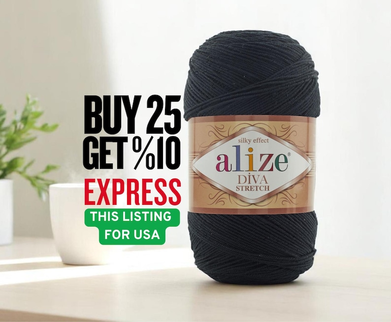 Alize Diva Stretch Yarn: Microfiber Acrylic Elastic Thread for Swimwear ...