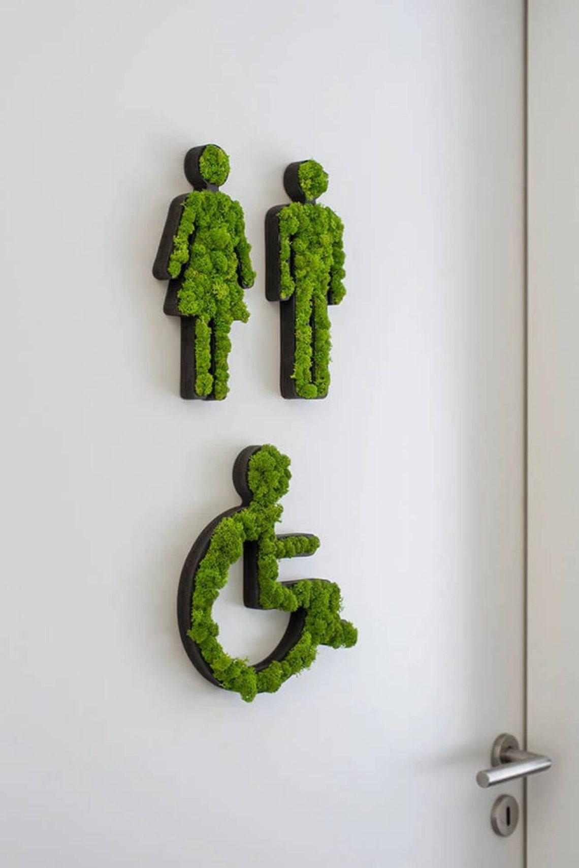 Moss Toilet Signs Wall Moss Sign Moss Art Moss Sign Bathroom Door Sign ...