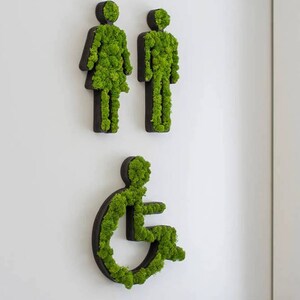 Moss Toilet Signs Wall Moss Sign Moss Art Moss Sign Bathroom Door Sign ...