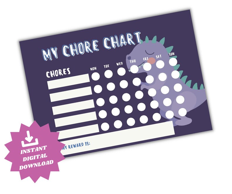 Dino Chore Chart for Kids Fully Editable Routine Reward - Etsy