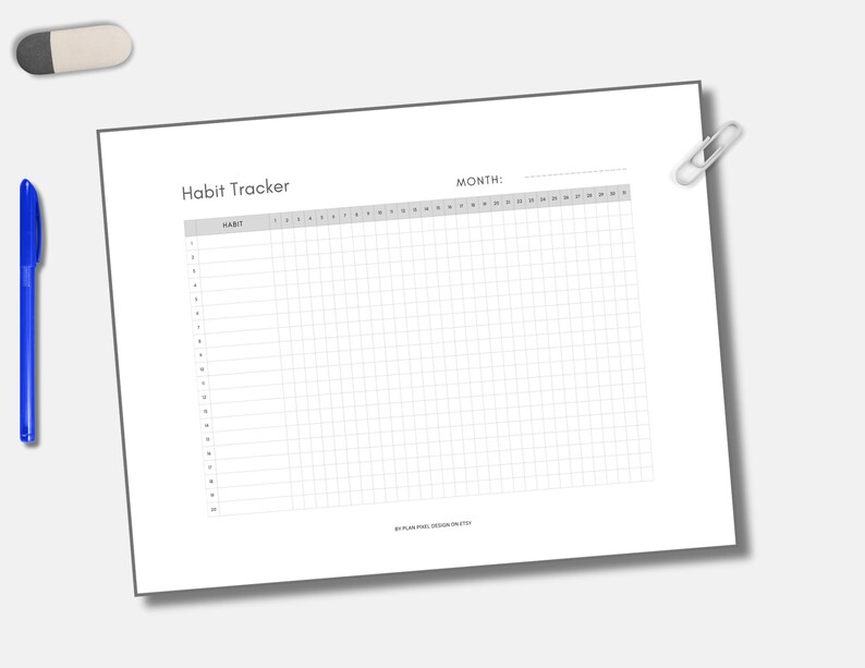 Monthly Habit Tracker Printable Landscape, Habit Tracker Template ...