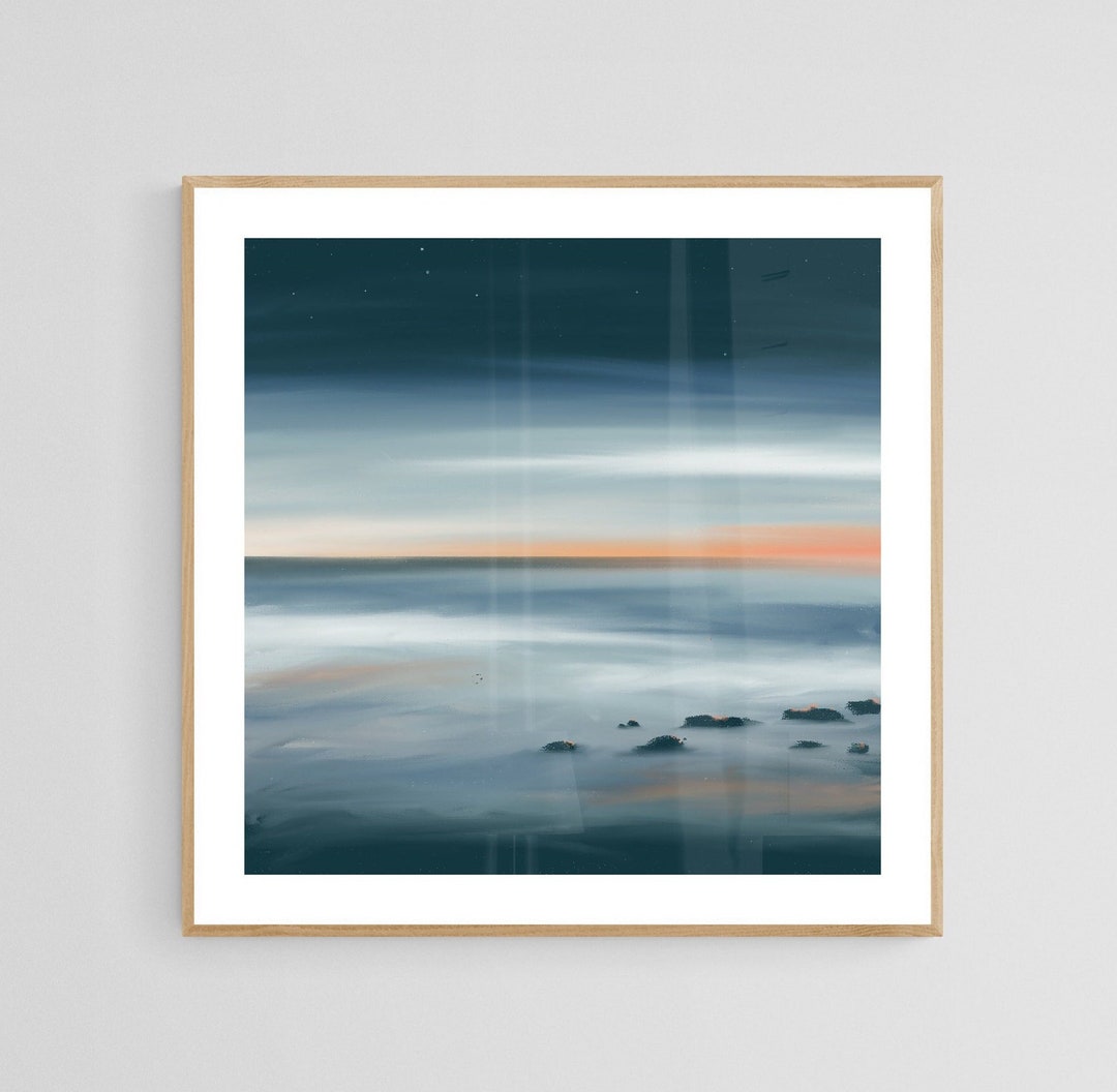 Blue Ocean Art Print Square Coastal Artwork Calm Seascape - Etsy UK