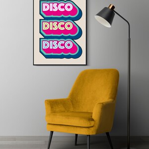 Disco Type Font Poster | Music Art | 80's Disco Bold Font | Retro ...