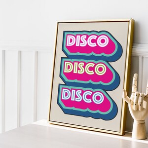 Disco Type Font Poster | Music Art | 80's Disco Bold Font | Retro ...