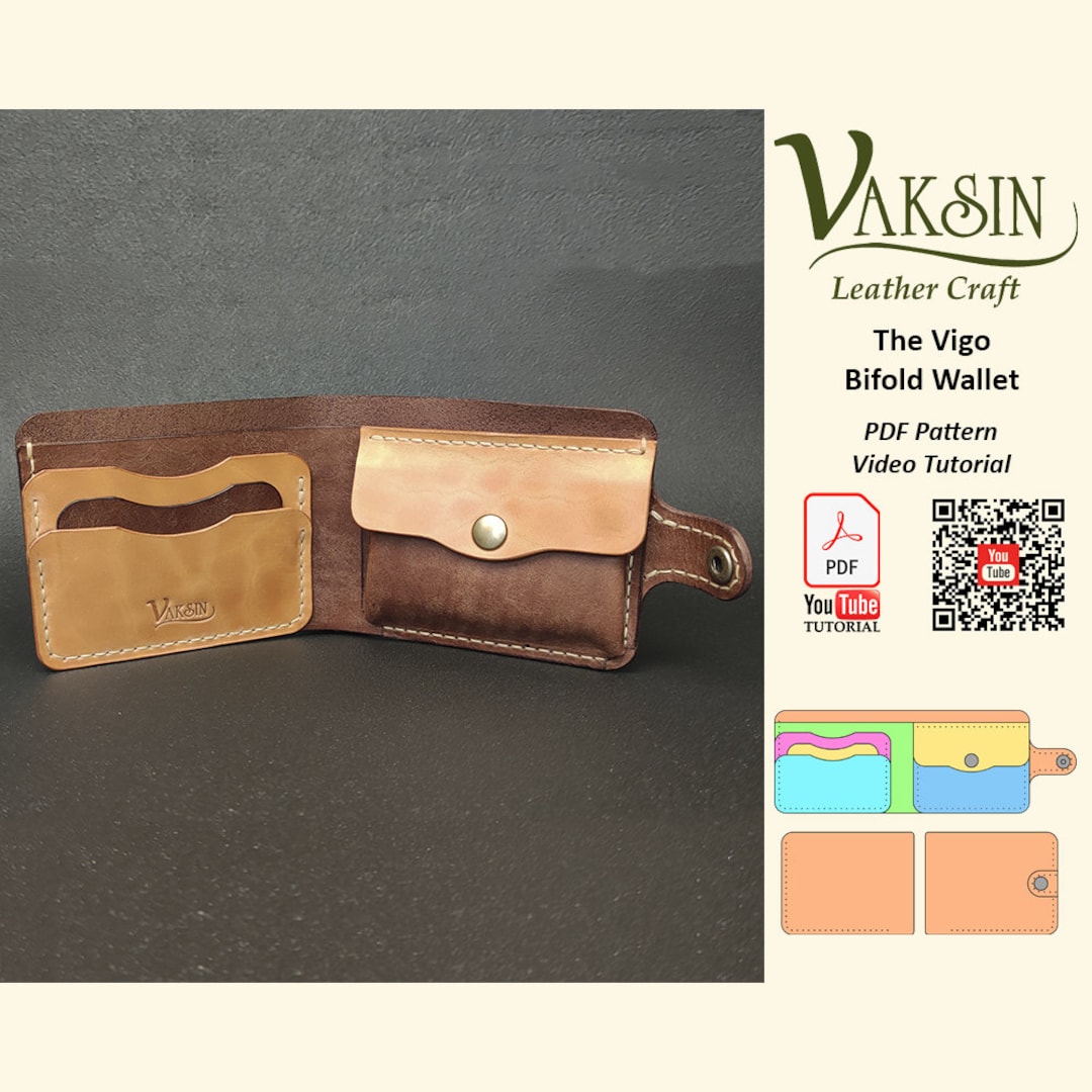 Leather Bifold Wallet PDF Pattern, the Vigo Wallet Template (A4 ...