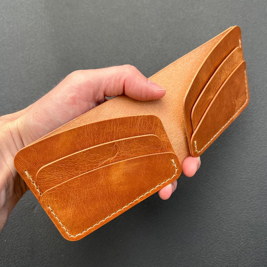 Handmade Leather Bifold Wallet /best Gift for Him & Her/vegetable ...
