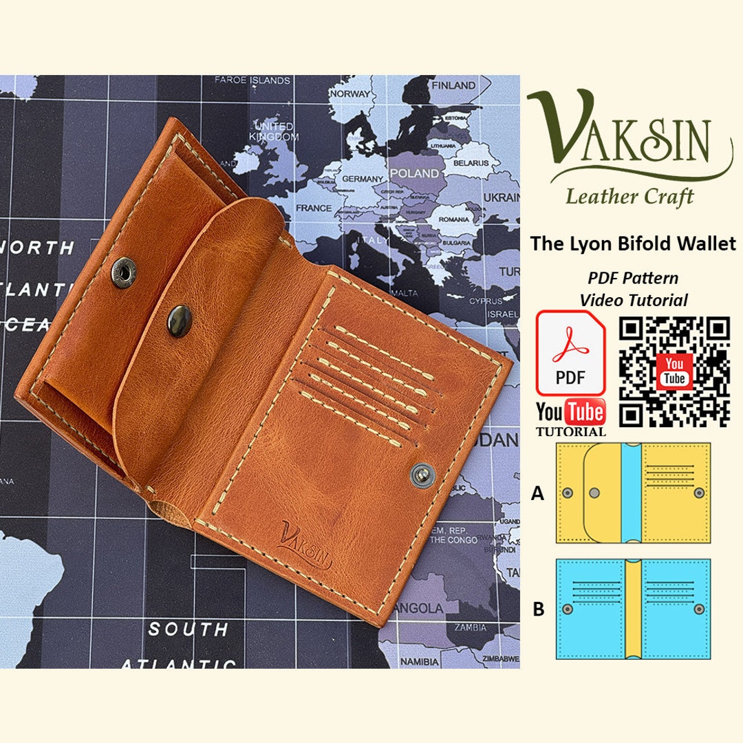 The Lyon Leather Wallet PDF Pattern,wallet Template, Bifold Wallet ...