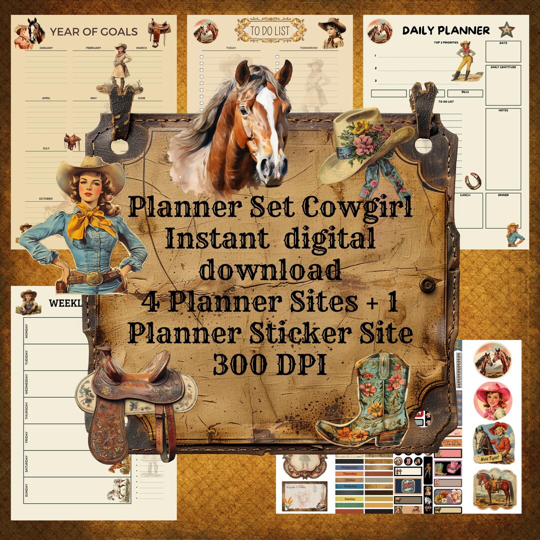 Planner Set Cowgirl, Daily Planner, Weekly, Planner, to Do List, Years ...