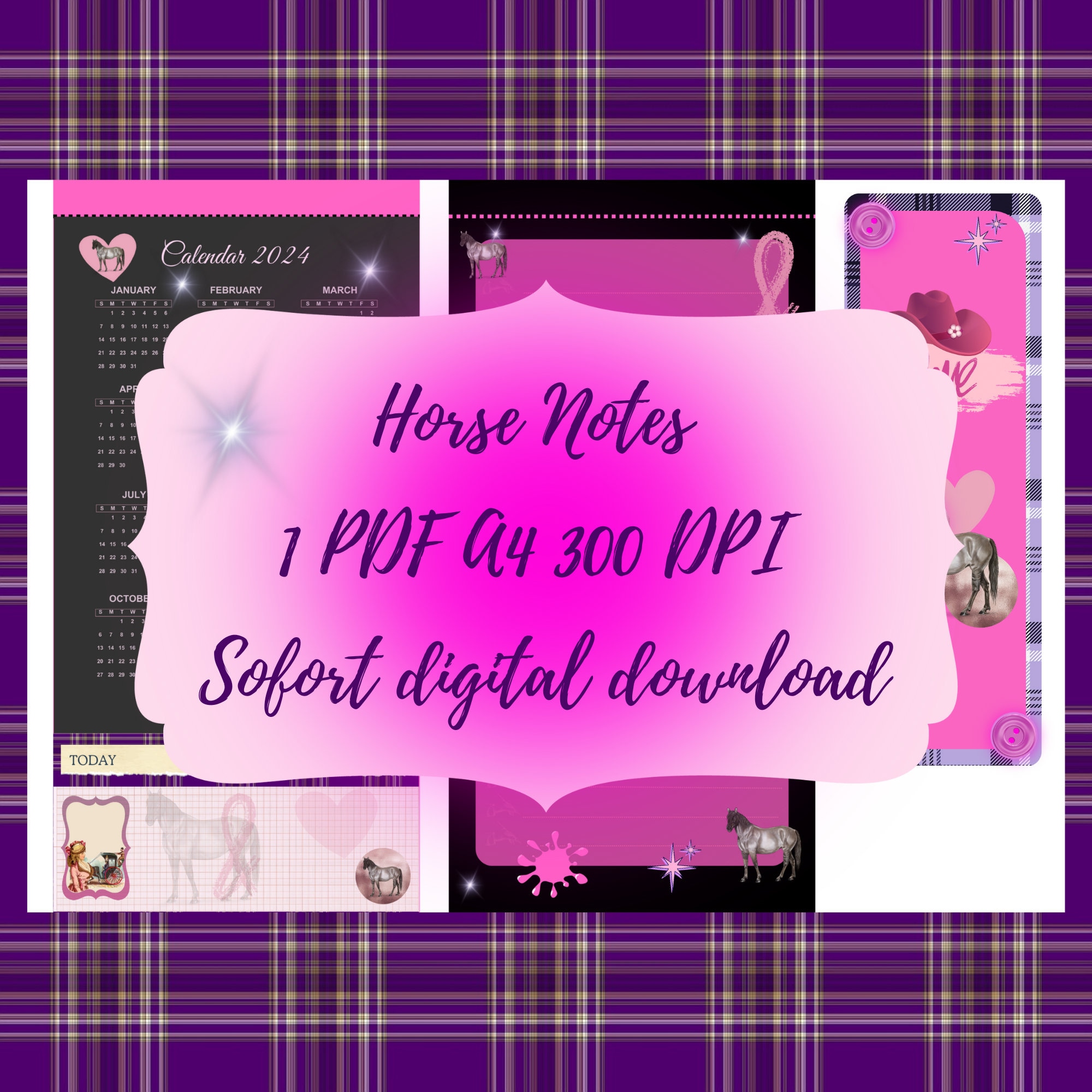 Horse Notes PDF A4 300 DPI Instant Digital Download - Etsy