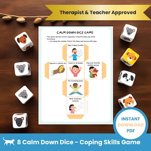 8 Calm Down Dice Printable for Kids | Coping Skills Dice ...