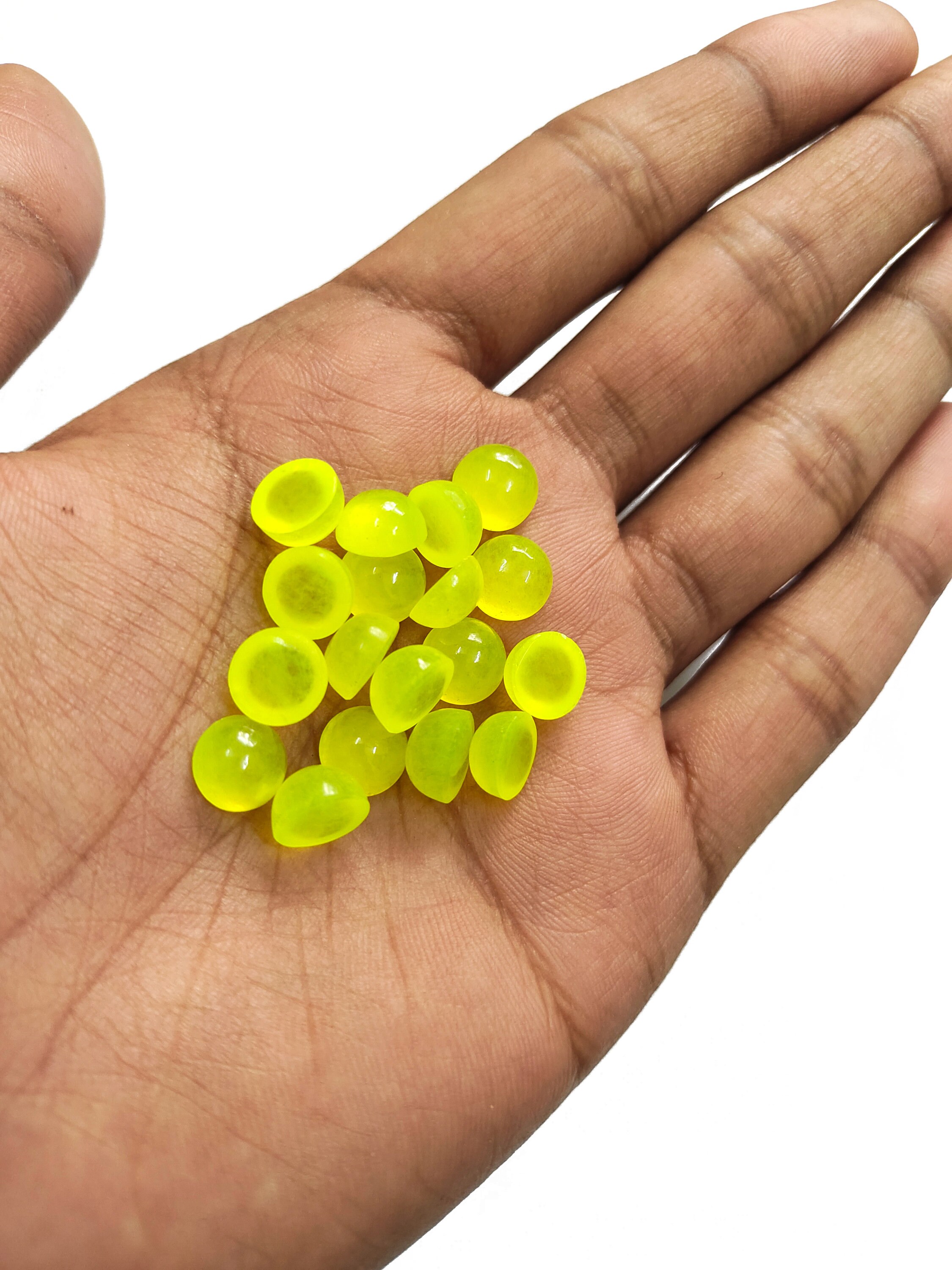 Natural Lime Neon Green Jade Flat Round Calibrated Cabochons Size 5,6,7 ...