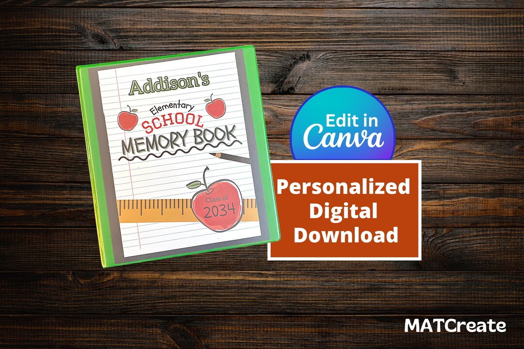 School Memory Book- Edit in Canva - Etsy