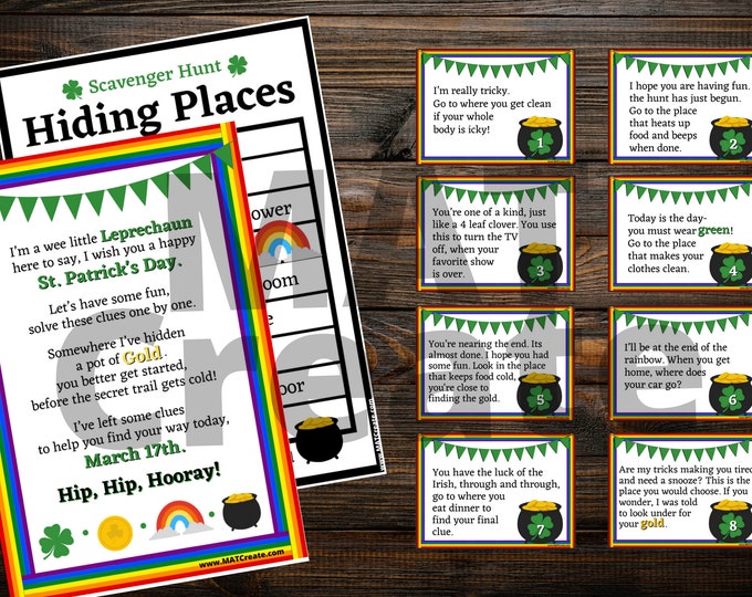 St. Patrick's Day Scavenger Hunt | Leprechauns | March | Luck of the ...