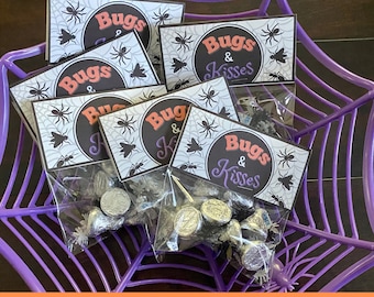 50% OFF SALE Bugs and Kisses Halloween Baggie Toppers Favor Tags ...