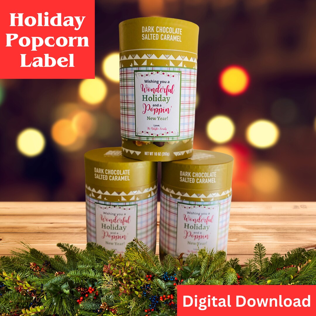 Christmas Popcorn Label & Gift Tag - Etsy