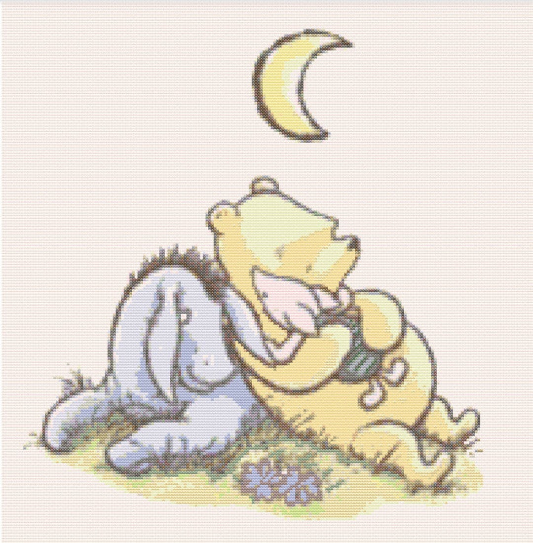 Baby Shower_classic Winnie Pooh Golden Moon Walt Disney_ Cross Stitch ...