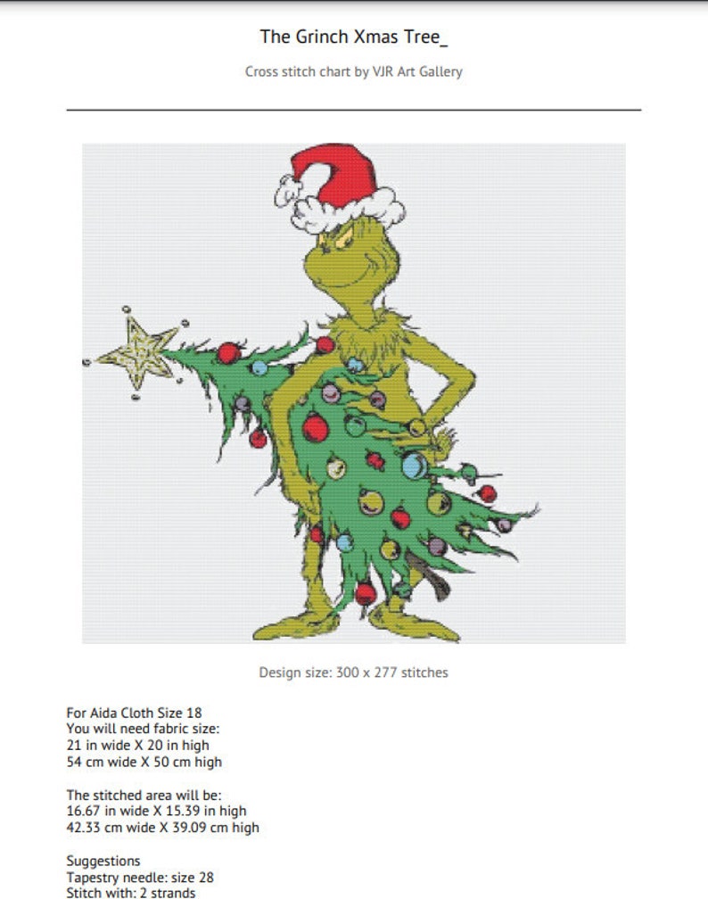 Holidays Christmas the Grinch Xmas Tree _cross Stitch Pattern_ Digital ...
