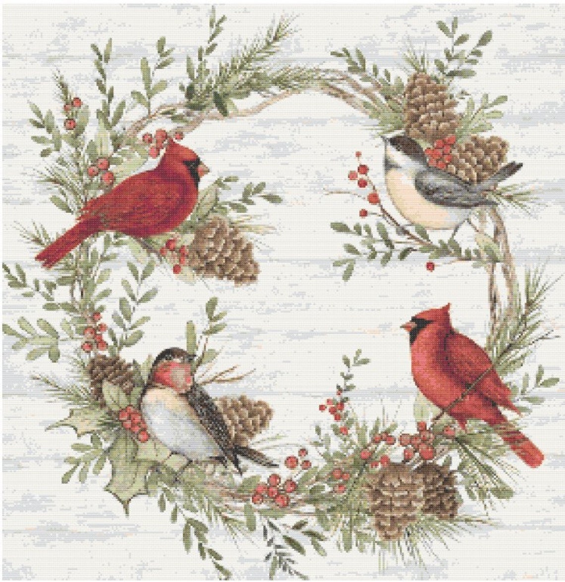 Christmas Collection Winter Birds Wreaths _ Cross Stitch Pattern_ PDF ...
