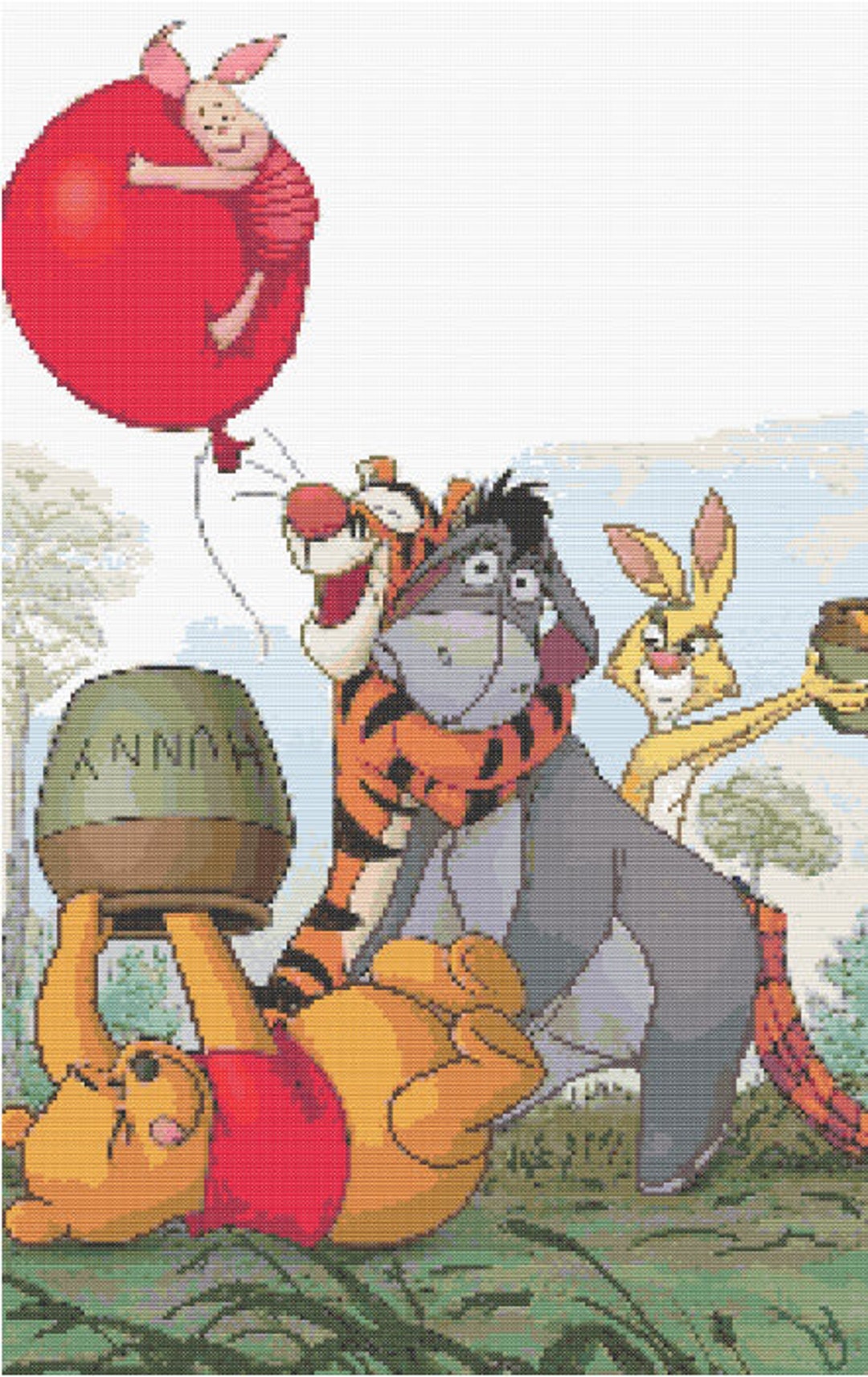 Winnie the Pooh Red Balloon Hunny Cross Stitch Pattern PDF - Etsy