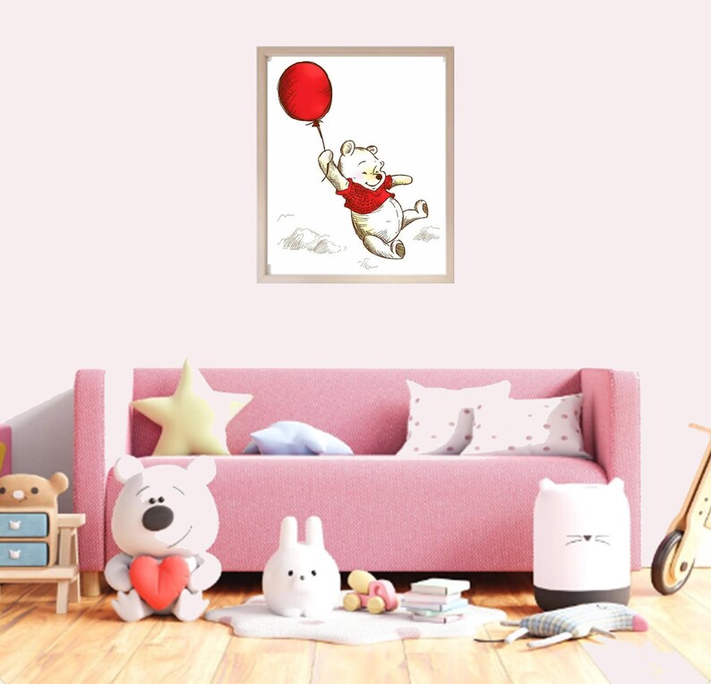 Printable Wall Art, Digital Download, Winnie the Pooh Red Balloon - Etsy