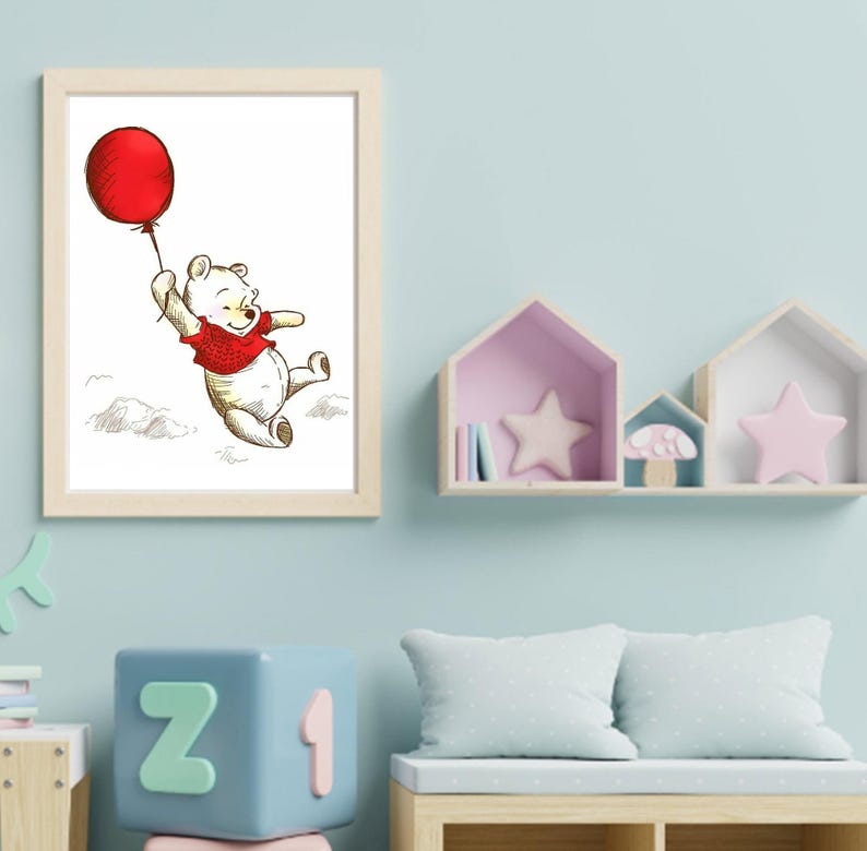 Printable Wall Art, Digital Download, Winnie the Pooh Red Balloon - Etsy