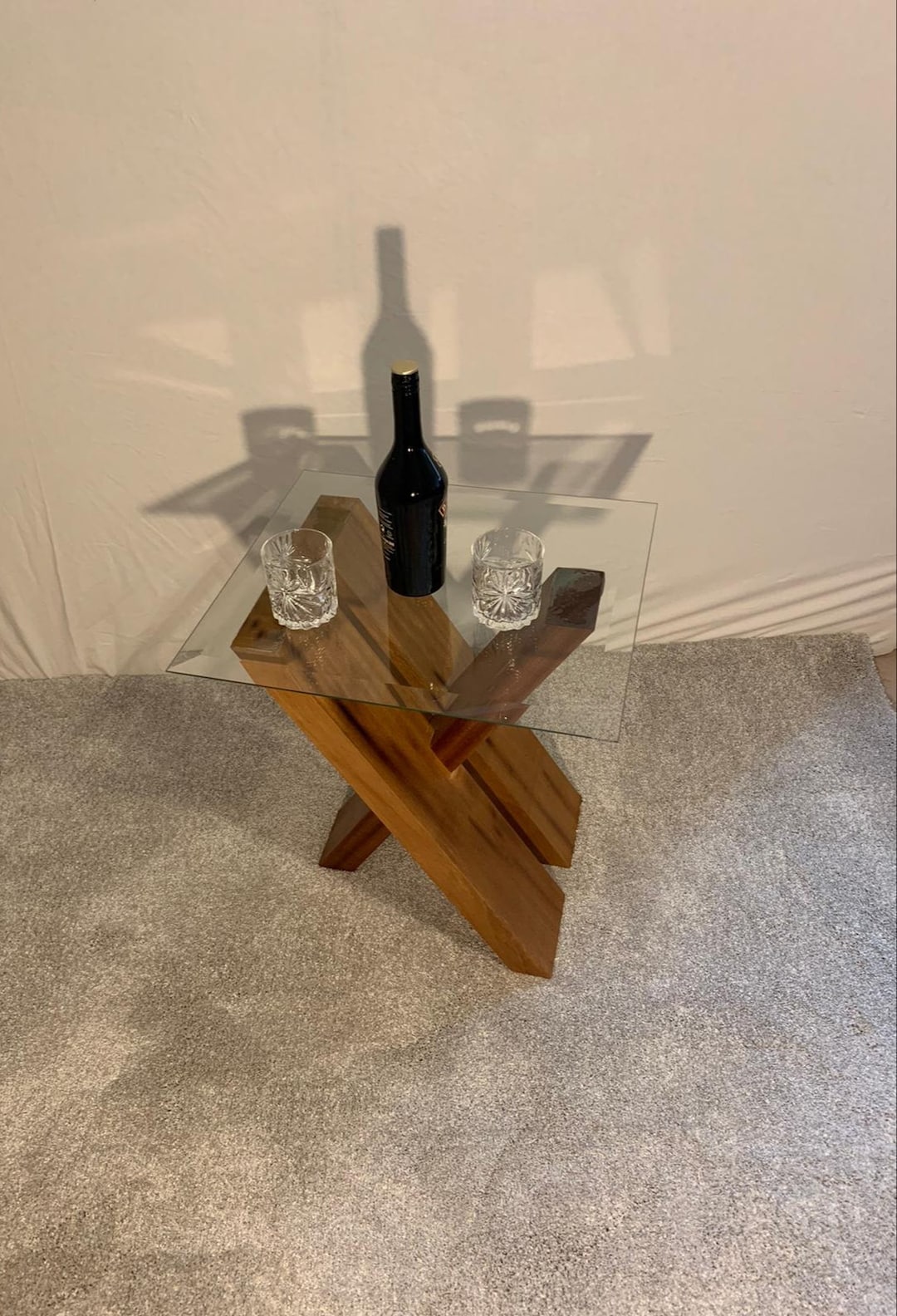 Glass Topped X Shaped Table. - Etsy