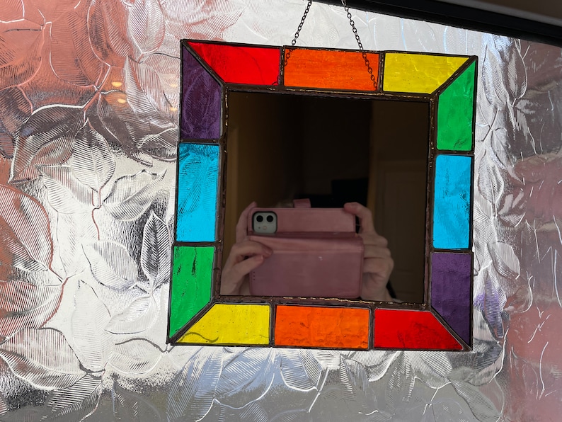 Stained Glass Rainbow Frame Mirror - Etsy