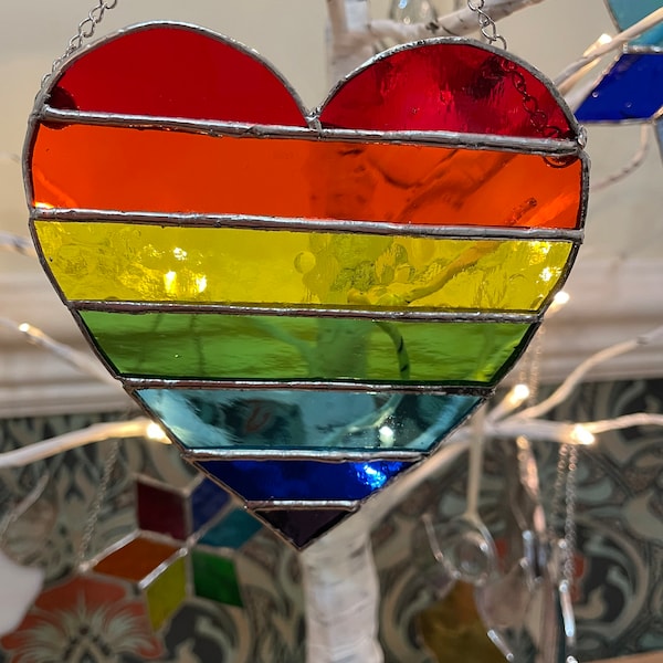 Stained Glass Rainbow Heart - Etsy