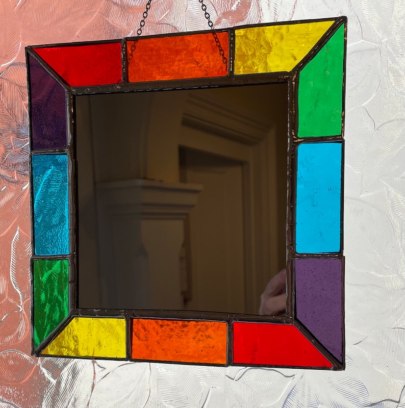 Stained Glass Rainbow Frame Mirror - Etsy