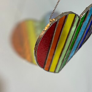 Stained Glass Vertical Rainbow Heart Suncatcher - Etsy