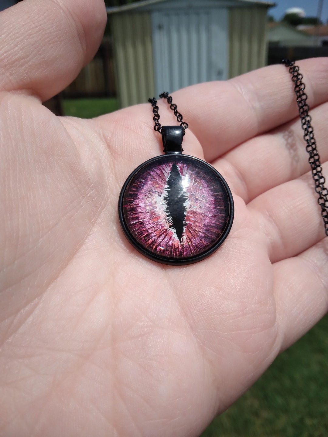 Blood Orchid Glass Dome Fae Dragon Eye Pendant - Etsy