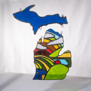 Michigan Shaped Stained Glass Un Catcher up on a Hill - Etsy